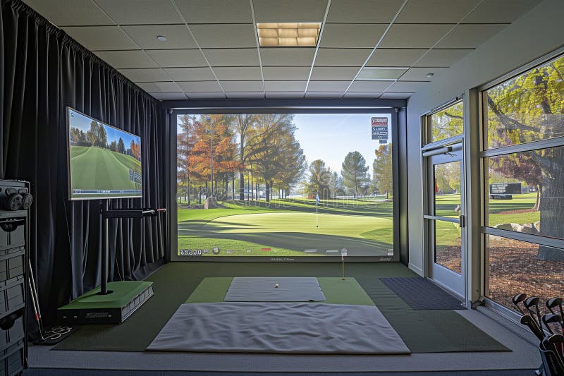 Indoor Golf Sumulator. Golf Room Stock Image - Image of training, sport ...