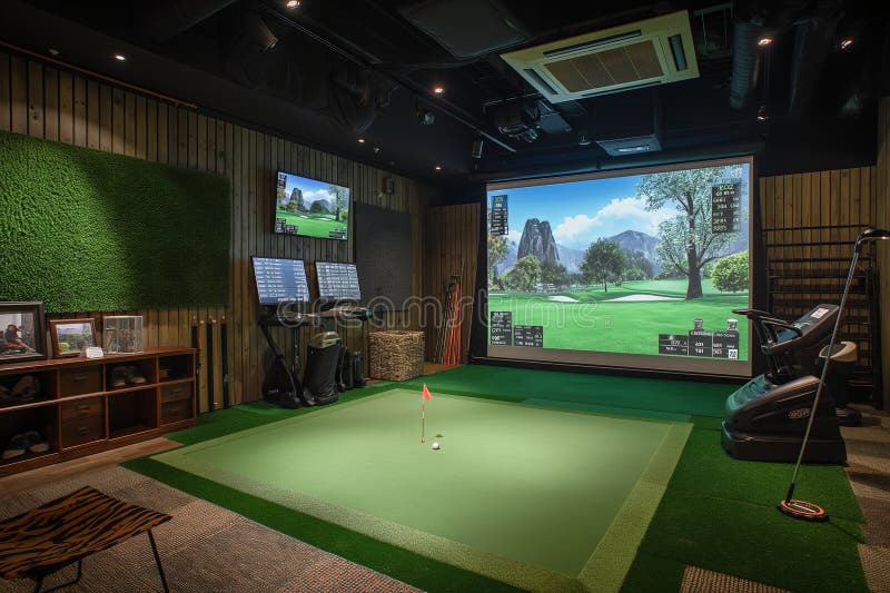 Indoor Golf Sumulator. Golf Room Stock Photo - Image of play, lifestyle ...