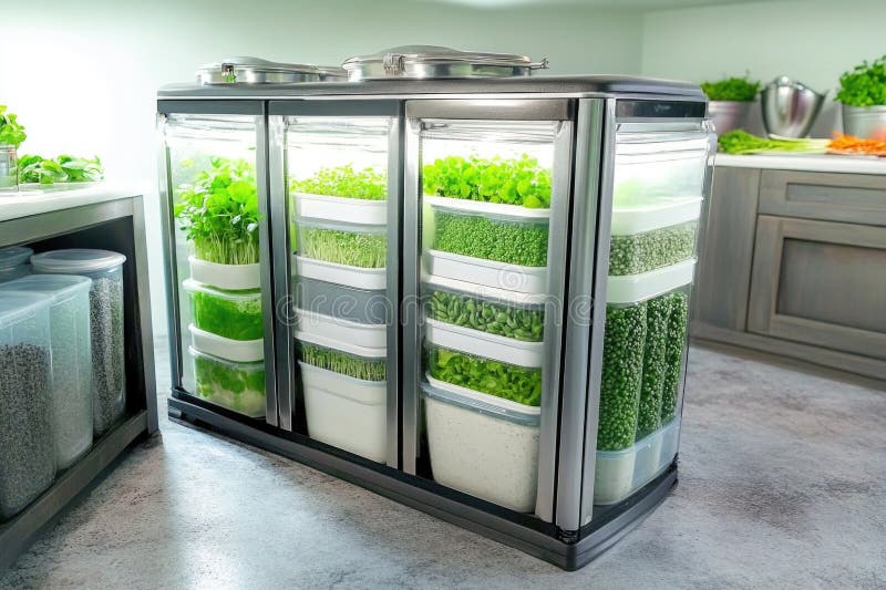 Indoor Home Hydroponic Gardening System with Fresh Greens and Herbs in ...