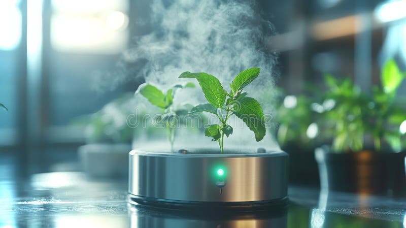 Indoor Hydroponic Garden Growing Herbs with Misting System in Bright ...