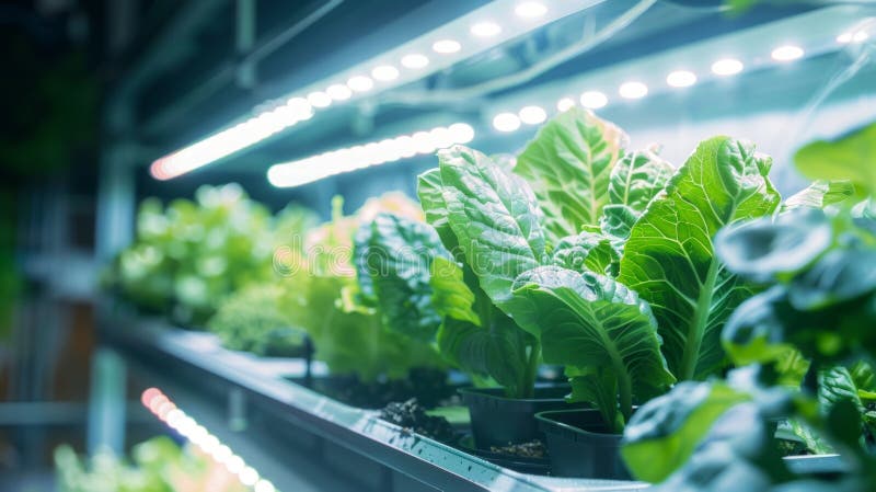 Indoor Hydroponic Setup Featuring Leafy Greens in Controlled ...