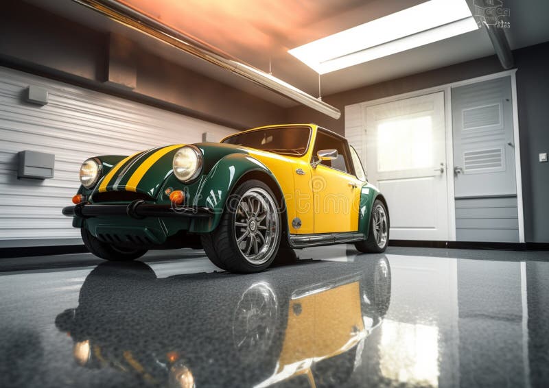 Indoor or Interior Garage with Generative AI Stock Illustration ...