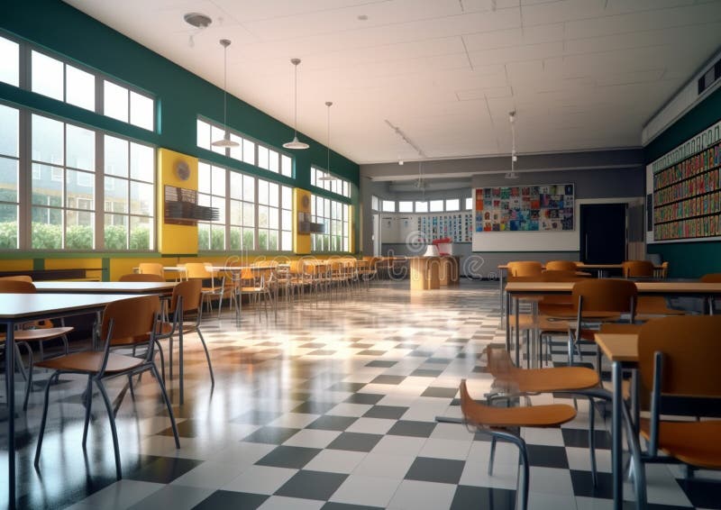 Indoor or Interior Modern School with Generative AI Stock Illustration ...