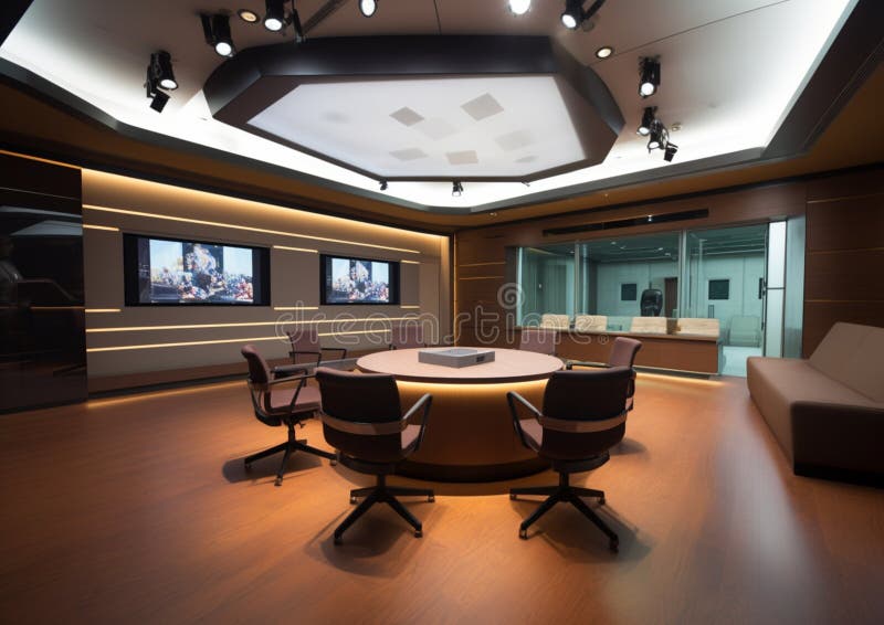 Indoor or Interior News Room with Generative AI Stock Illustration ...