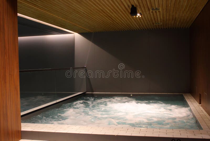 Indoor Jacuzzi Pool with Boiling Water at the Spa Center Stock Image ...