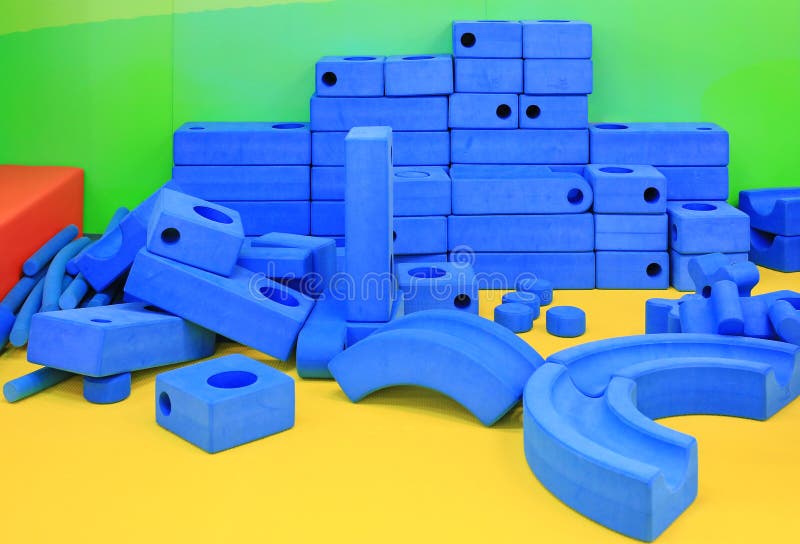 Indoor Kids Playground with Soft Blocks. Stock Image - Image of ...