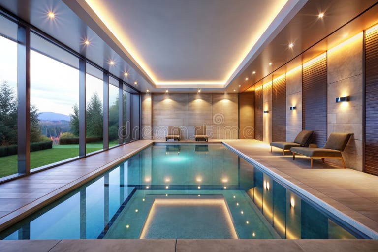 Indoor Lap Pool with Natural Light and Elegant Design Features ...
