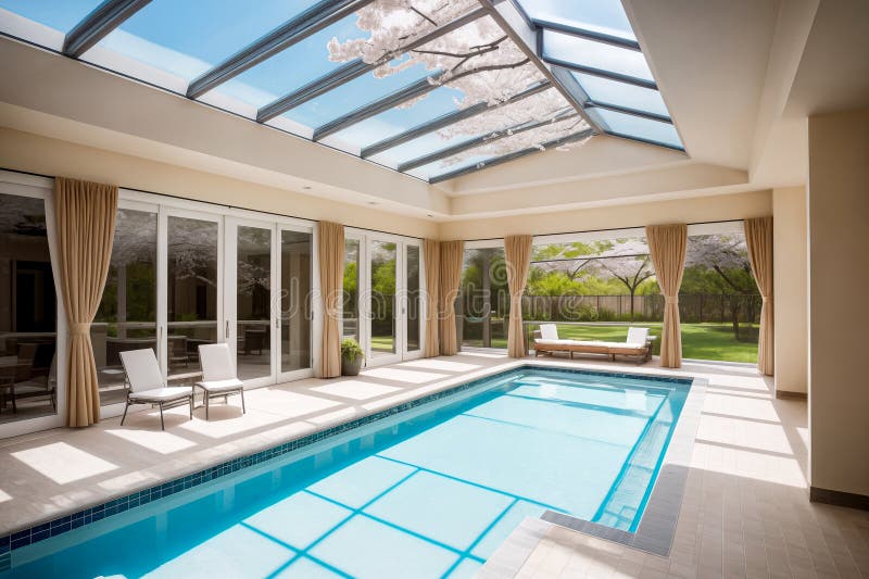 Indoor Large Modern Swimming Pool in a House or Villa or Holiday ...