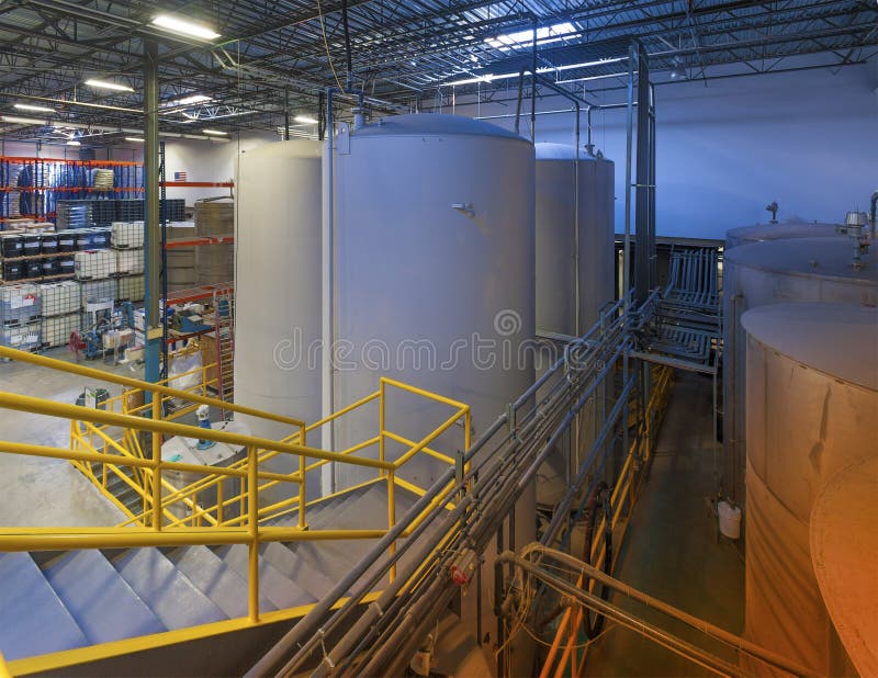 Indoor Liquid Storage Tanks Stock Image - Image of fossil, factory ...