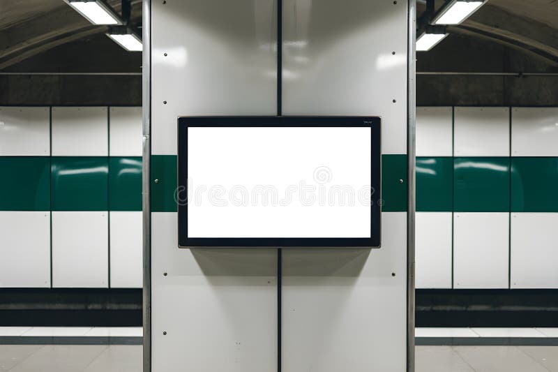 Indoor Metro Station with Blank Screen Industrial, Minimalistic Design ...