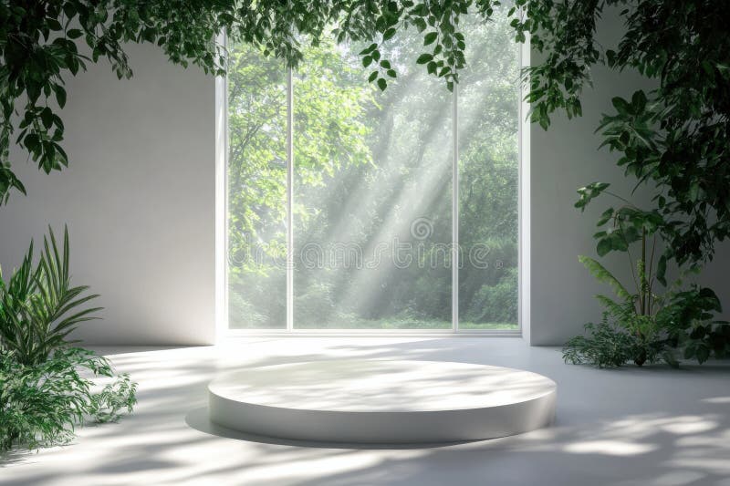 Indoor Minimalist Greenery Space Stock Illustration - Illustration of ...