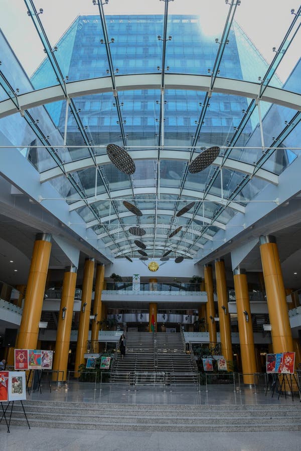 Indoor of the National Library at Minsk on Belarus Editorial ...