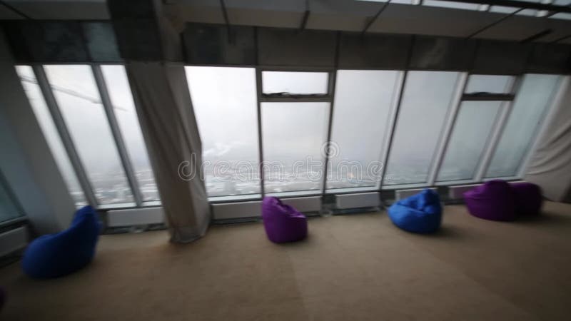 Indoor Observation Deck with Glass Wall in Tall Stock Footage - Video ...