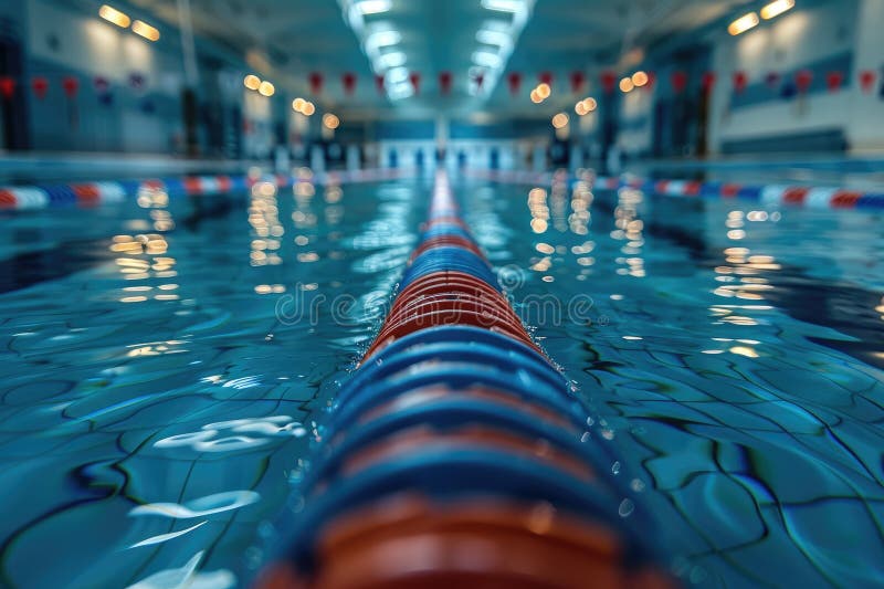 Indoor Olympic-sized Swimming Pool with Lane Lines Stock Illustration ...