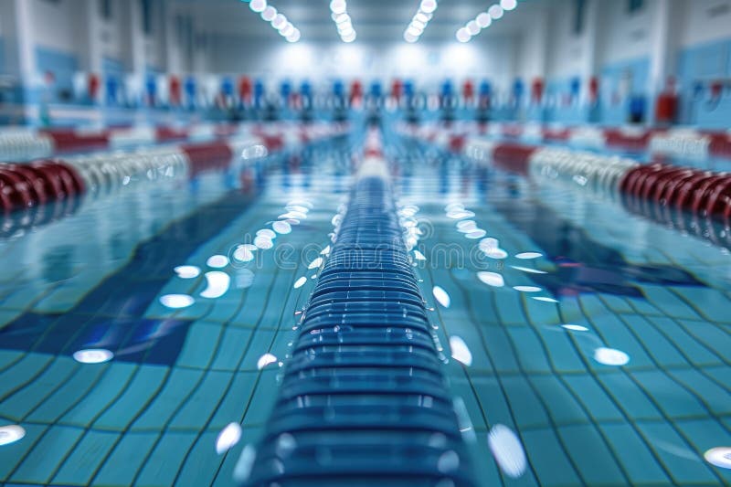 Indoor Olympic-sized Swimming Pool with Lane Lines Stock Illustration ...