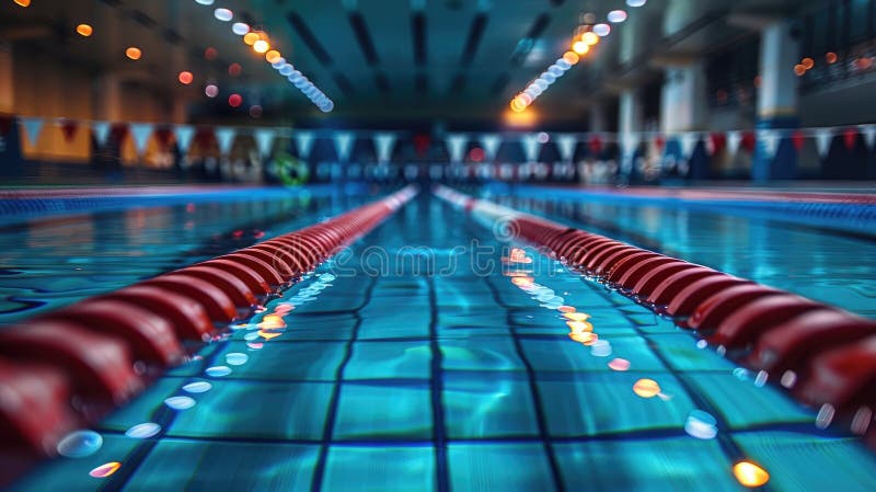 Indoor Olympic-sized Swimming Pool with Lane Lines Stock Illustration ...