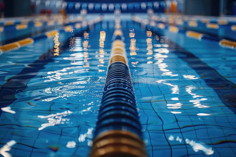 Indoor Olympic-sized Swimming Pool with Lane Lines Stock Illustration ...