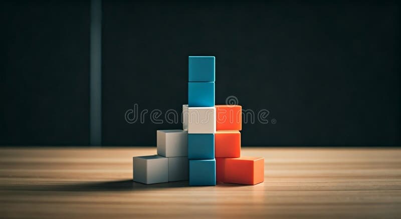 3D Diagram Blocks on the Table Forming a Stock Market Graph Stock ...