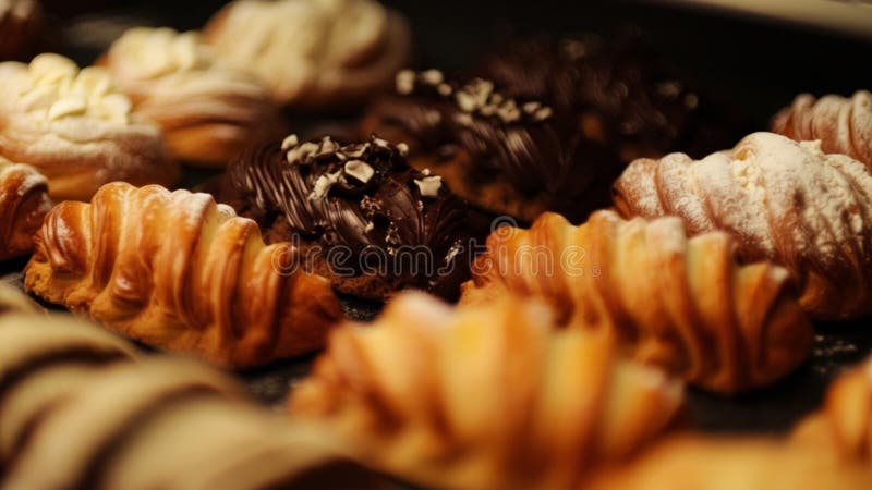 Freshly Baked Croissants on the Counter of a Bakery, Pastry in the ...