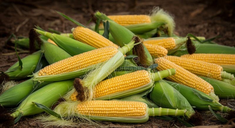 Piles of Corn in the Fields after Harvest, Agricultural Crop Farmland ...