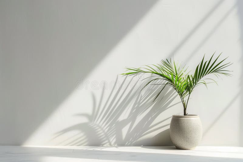 Indoor Plant Casting a Shadow on Wall Stock Image - Image of natural ...