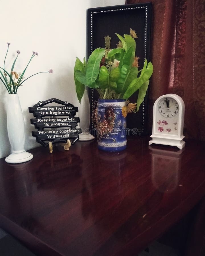 Indoor Plant and Showpieces Stock Image - Image of artistic, table ...