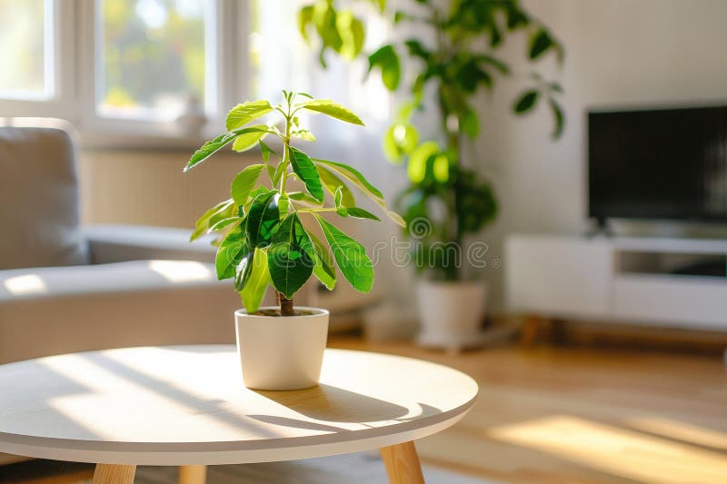 Indoor Plant on a Table in the Living Room. Home Interior Stock ...