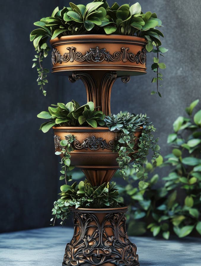 Indoor Plants Arrangement on a Table, a Tall Planter Filled with ...