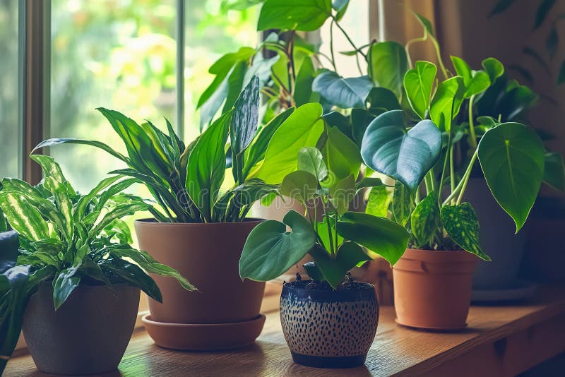 Indoor Plants Create Calming and Eco Friendly Atmosphere in Room Stock ...