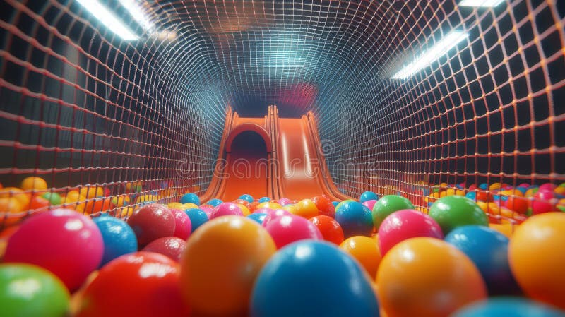 An Indoor Play Area for Kids Featuring a Plastic Playground with Balls ...