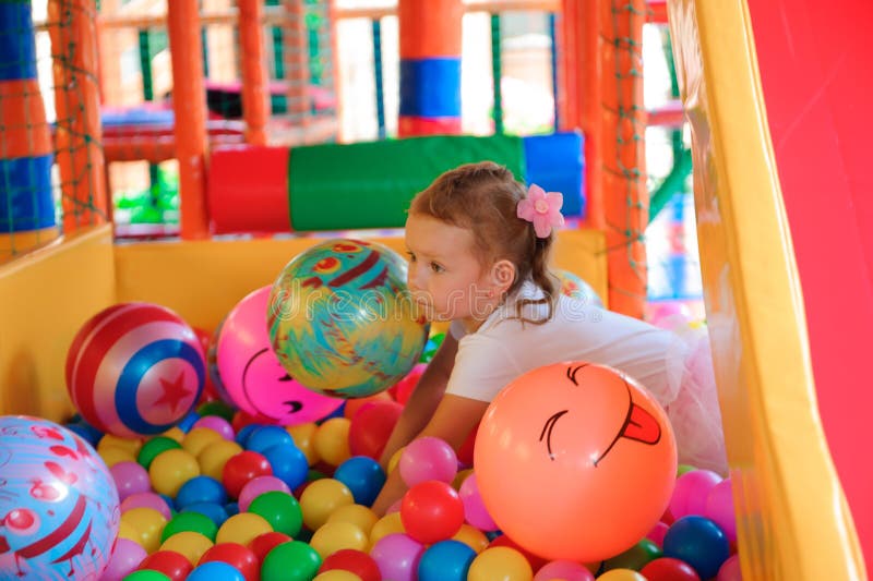 Indoor Playground with Colorful Plastic Balls for Children. Stock Image ...