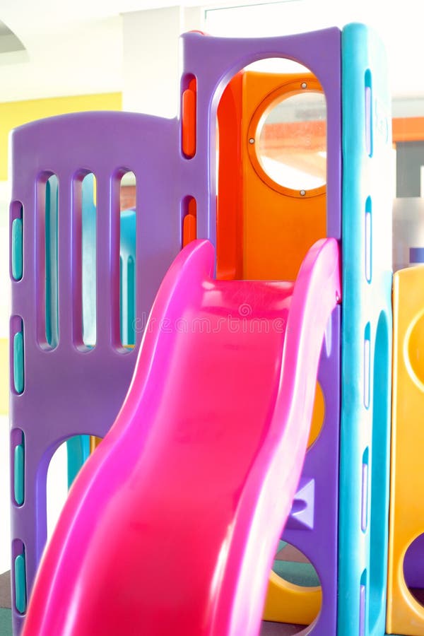 Colourful Indoor Playground with the Slide Stock Photo - Image of ...
