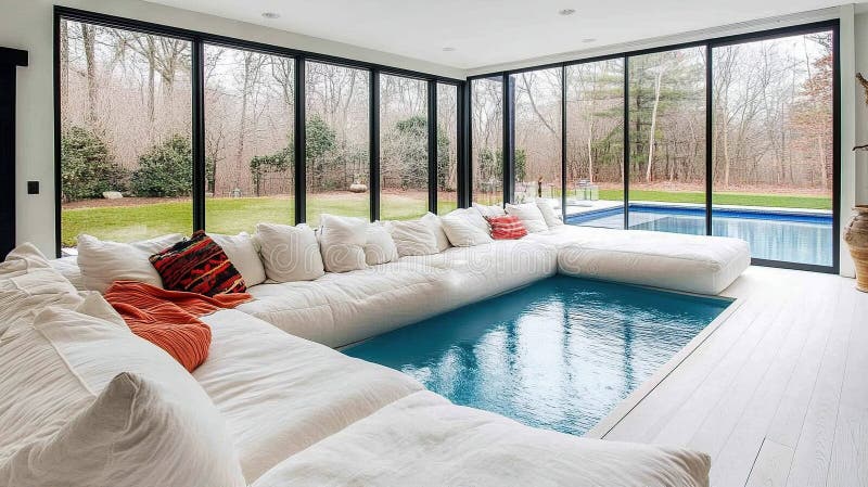 Indoor Pool, Lounge, Modern Home, Backyard View, Luxury Relaxation ...