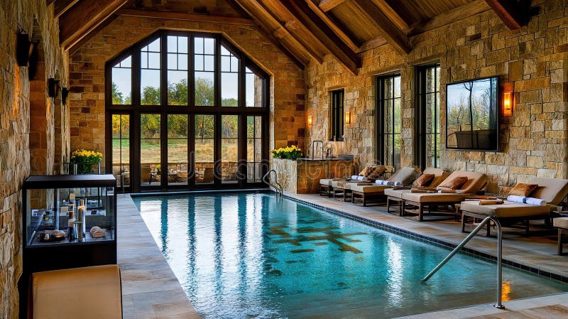 Indoor Pool, Stone Lodge, Autumn View, Relaxation Stock Photo - Image ...