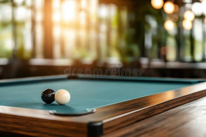 Indoor Pool Table with Billiard Balls in a Modern, Well-lit Setting ...