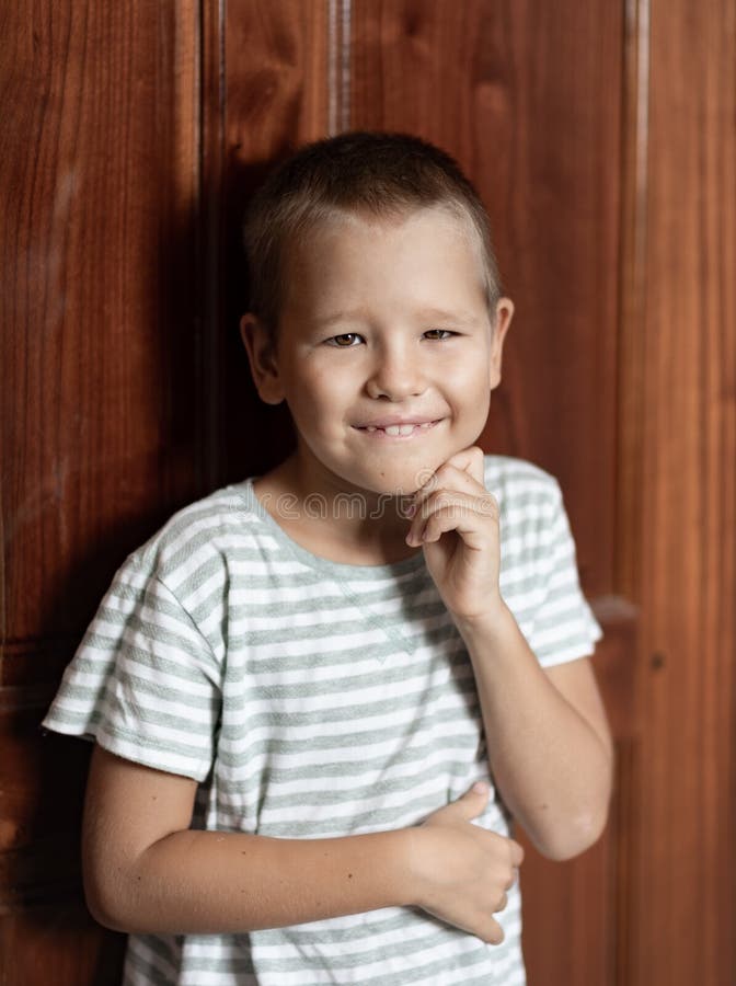 Indoor Portrait of a Cute Boy Stock Image - Image of indoor, model ...