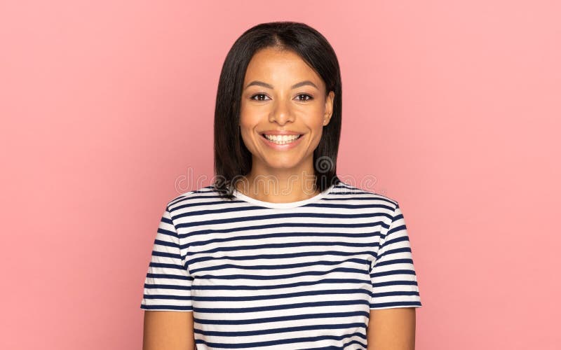 Young African American Woman With Cheery Smile Happy Girl Cheerful And