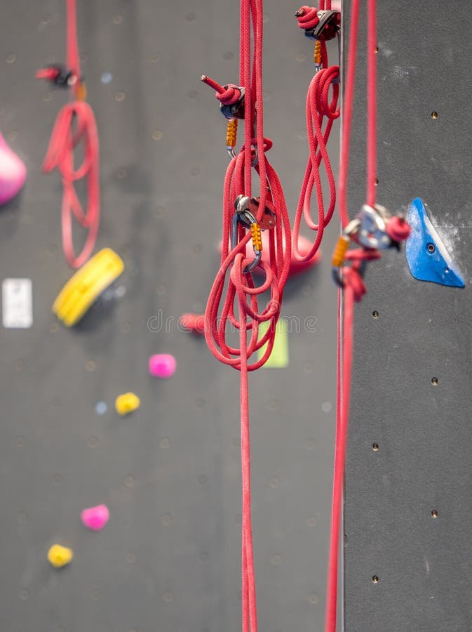 Indoor rock climbing gym stock image. Image of rope - 131273375