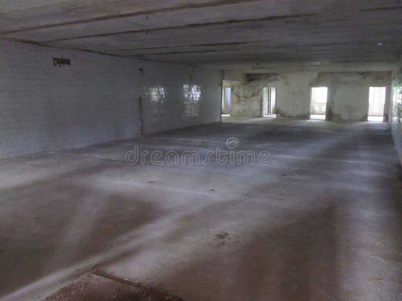 Indoor Scene with Concrete Walls, White Tiled Floors, Natural Light ...