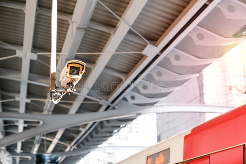 Indoor Security CCTV Camera at Station Stock Image - Image of camera ...