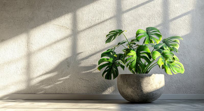 An Indoor Setting Featuring a Monstera Plant Bathed in Sunlight Stock ...