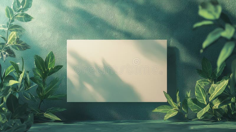 Indoor Setting with Leafy Background and Blank Canvas - Serene Graphic ...