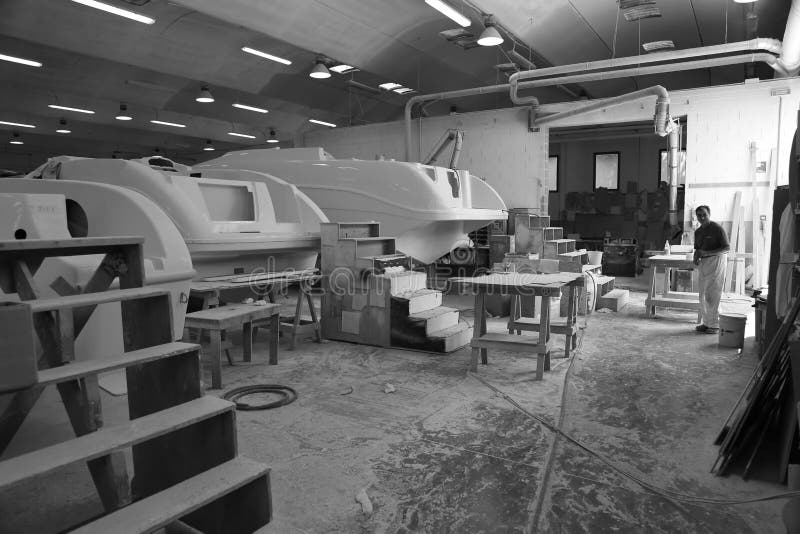 Indoor Shipyard of Speed Boats in Construction Editorial Stock Image ...