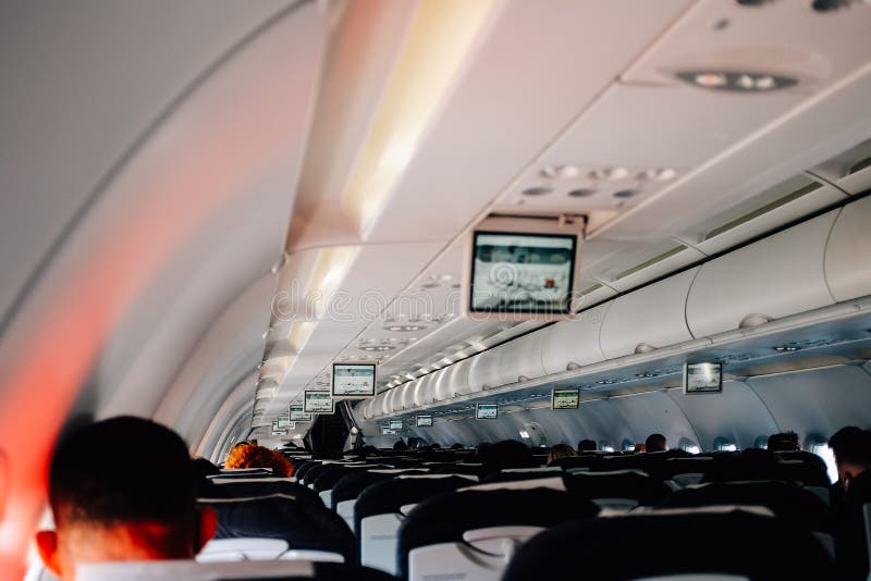 Indoor Shot of a Half-full, Modern Airplane Passenger are Stock Image ...