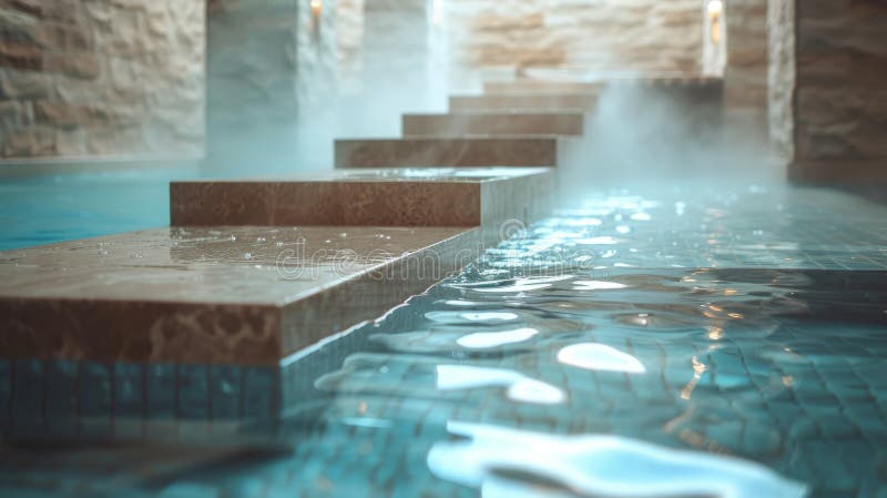 Indoor spa pool with steps stock image. Image of hotel - 355843475