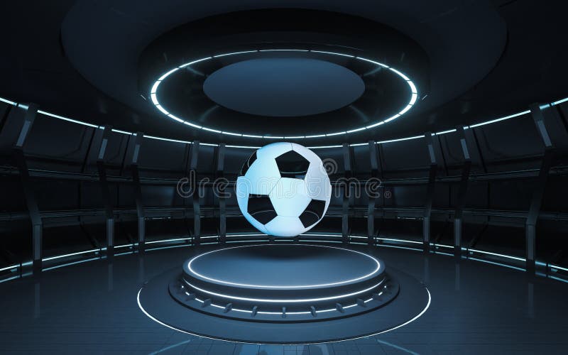 Indoor Stage and Football, 3d Rendering Stock Illustration ...
