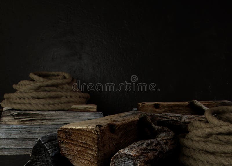 Indoor Stage of Wood and Rope Stock Illustration - Illustration of sack ...