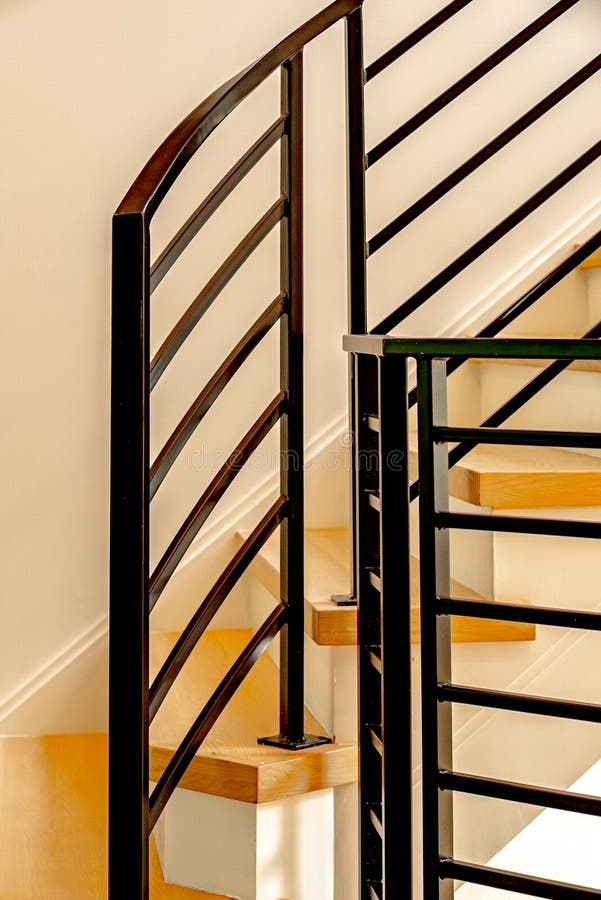 Indoor Staircase and Railings Details Close-up Stock Image - Image of ...