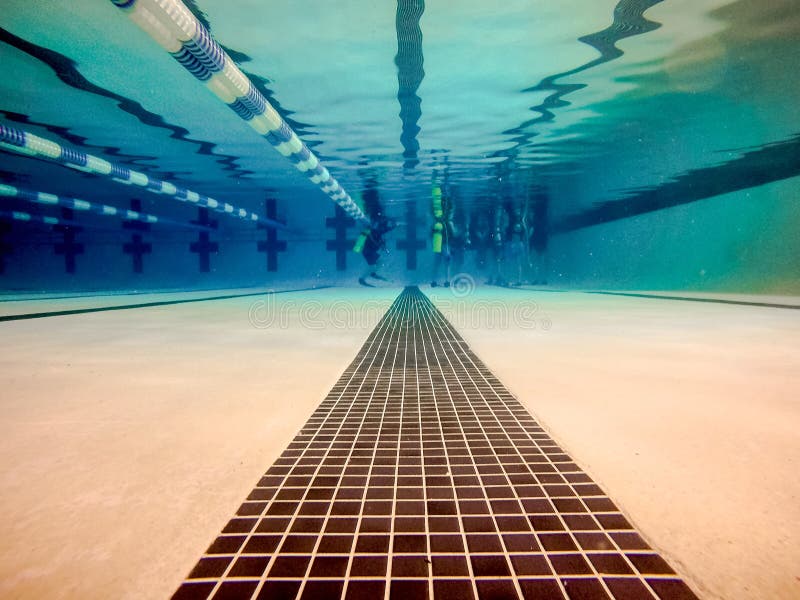 Indoor Swimming Pool Above and Under Water Stock Image - Image of clear ...