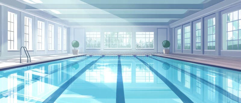 Indoor Swimming Pool with Bright Lighting and Clean Water in a Modern ...